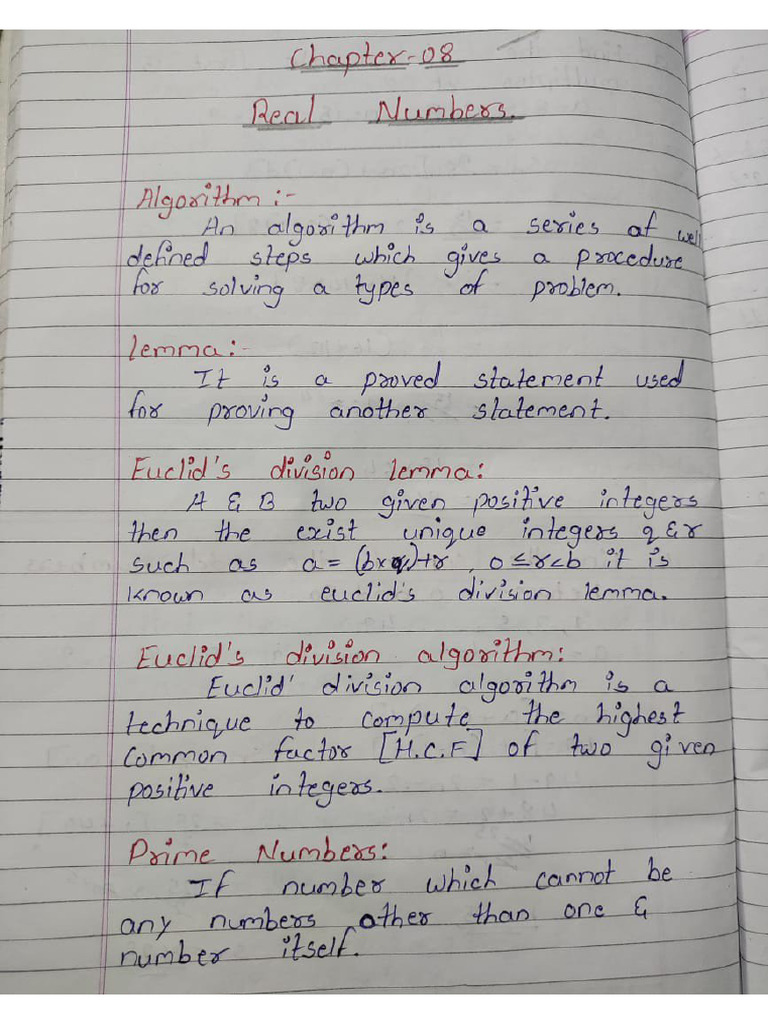 Real Numbers Notes | PDF