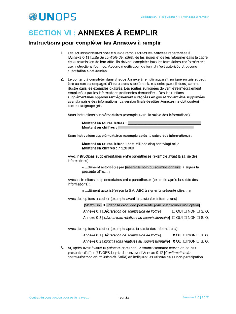 Instructions pour remplir les annexes | PDF | Assurance | Arbitrage