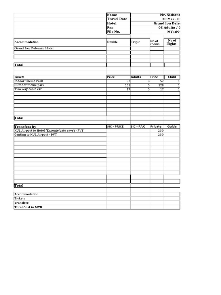 MY16991 - Costing Sheet | PDF