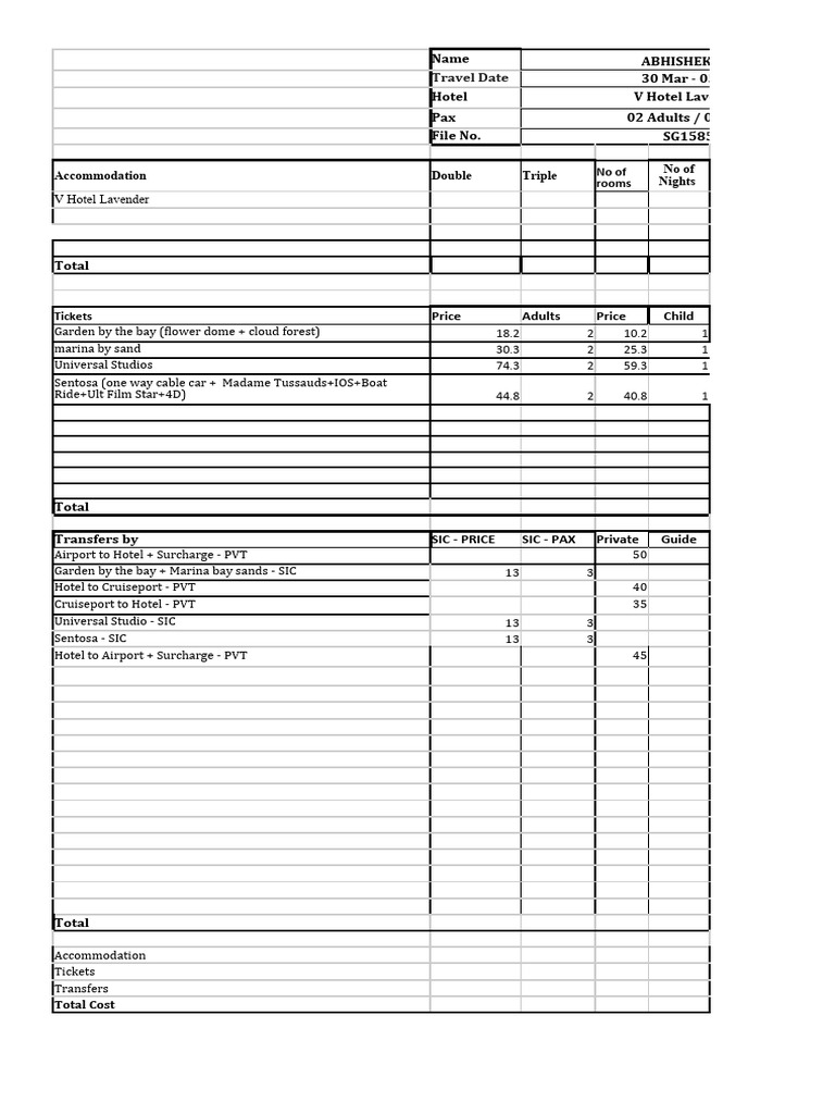 SG15852 - Costing Sheet | PDF | Buildings And Structures