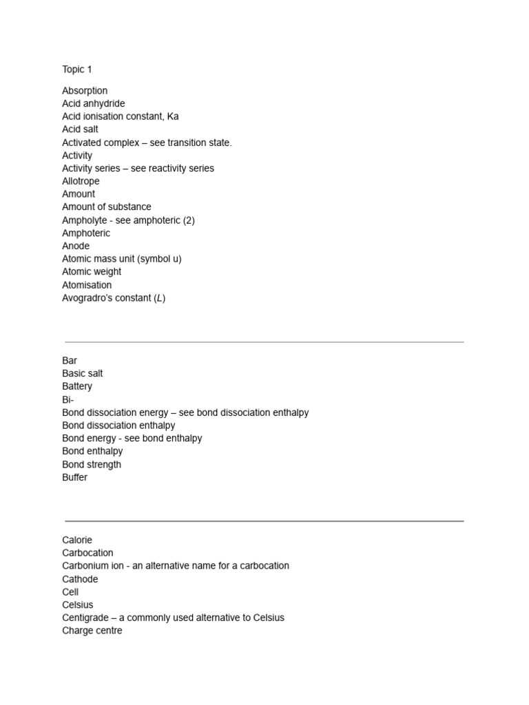 Chemistry Key Terms | PDF | Acid | Chemical Bond