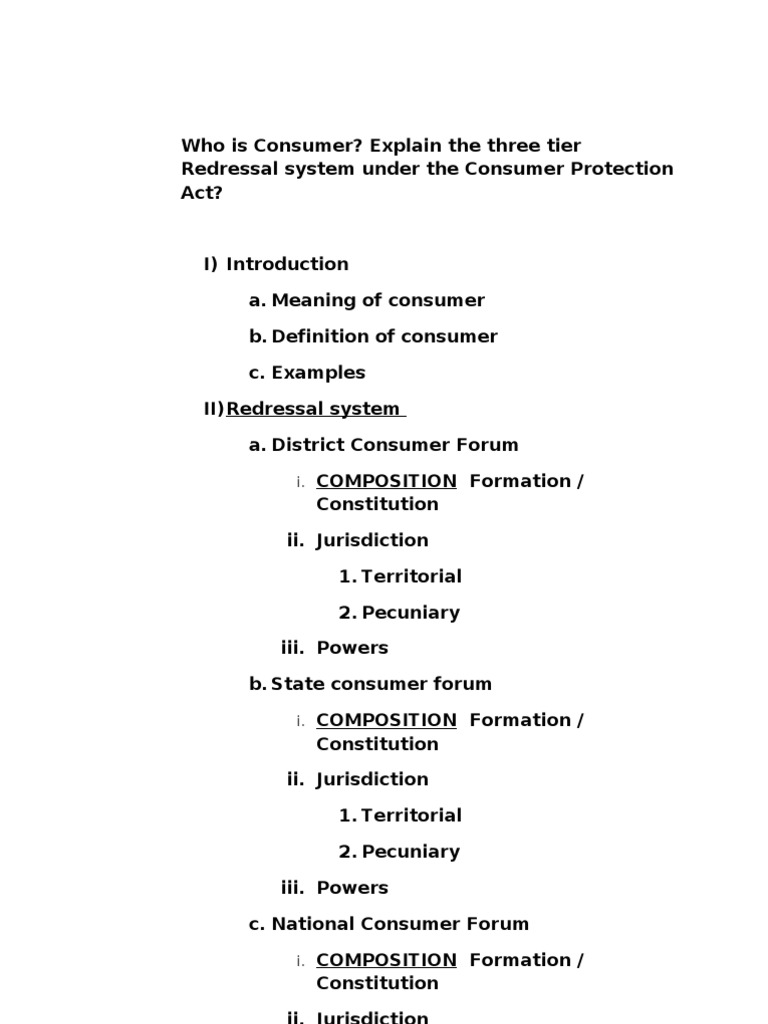 Explain The Three Tier Redressal System Under The Consumer Protection ...