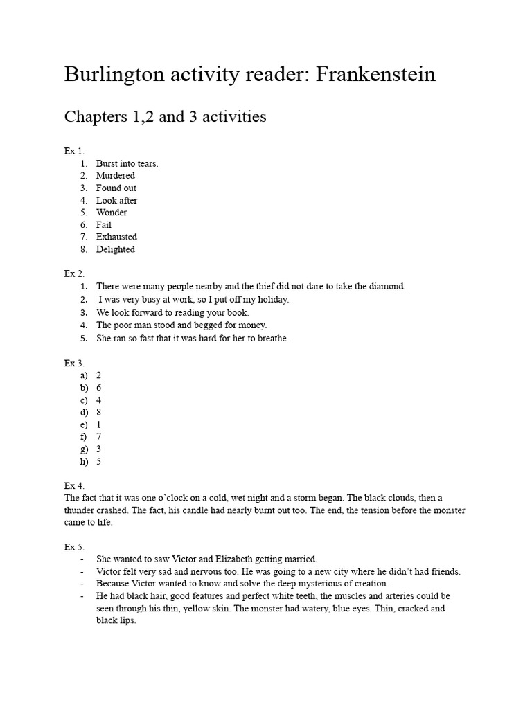 Burlington Activity Reader - Frankenstein | PDF | Frankenstein