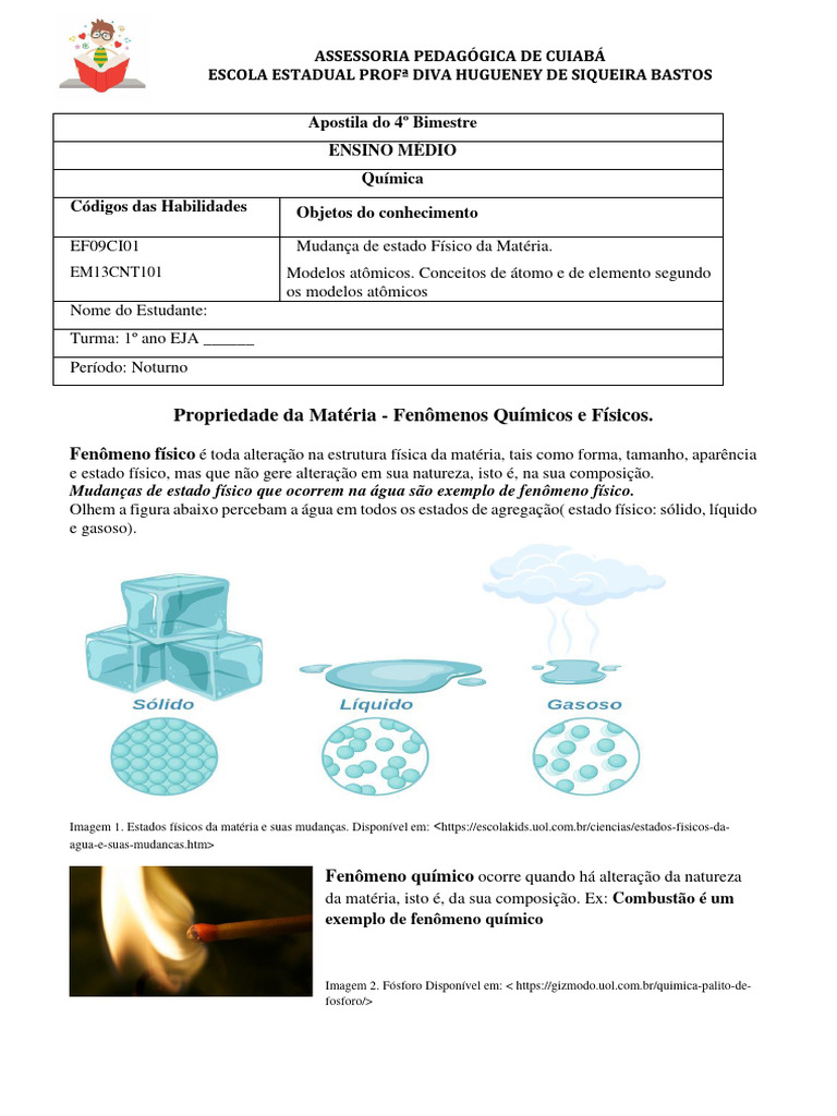 Apostila 1º Ano Eja Química Pdf