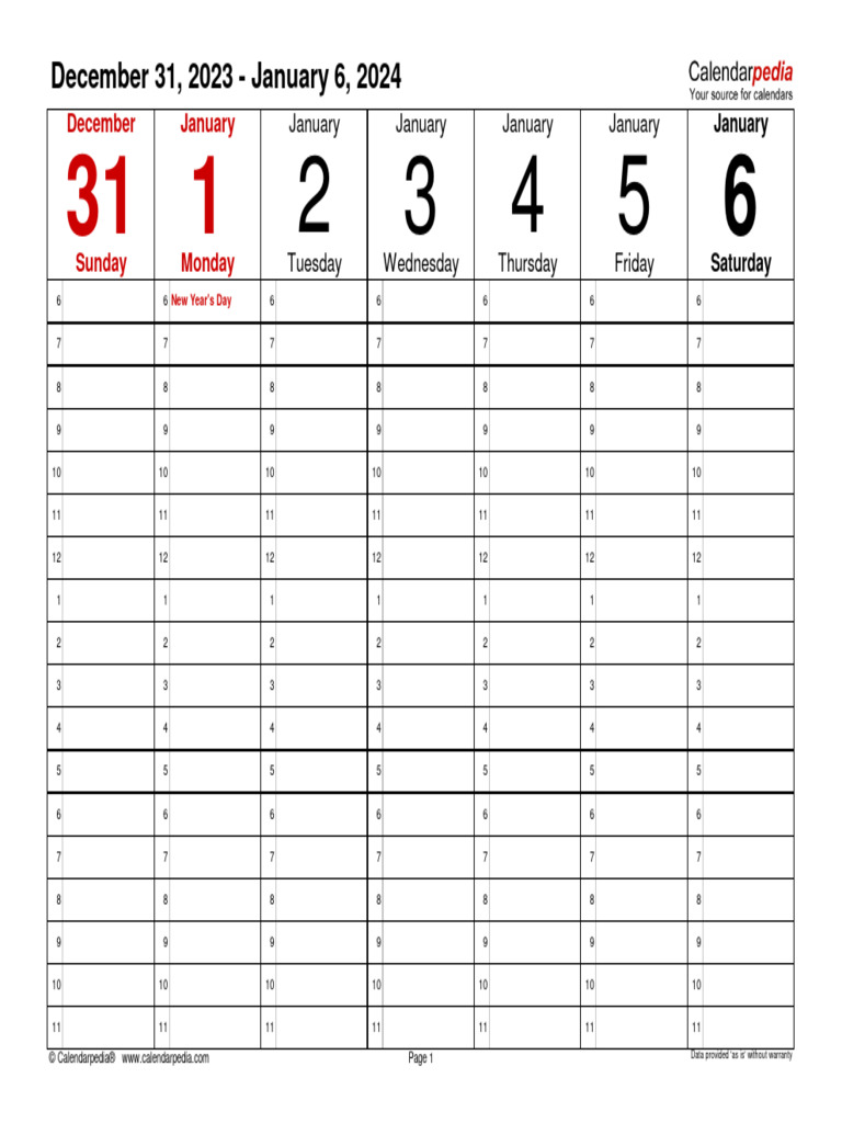 Weekly Calendar 2024 Landscape Time Management | PDF | Easter