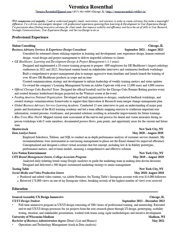 Veronica Rosenthal: UX Design Expert | PDF | Usability | Information ...
