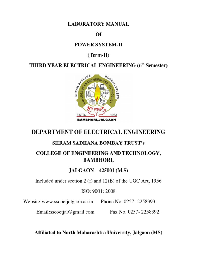 Power System-II Manual 2021-2022 | PDF | Electrical Impedance | Electrical Engineering