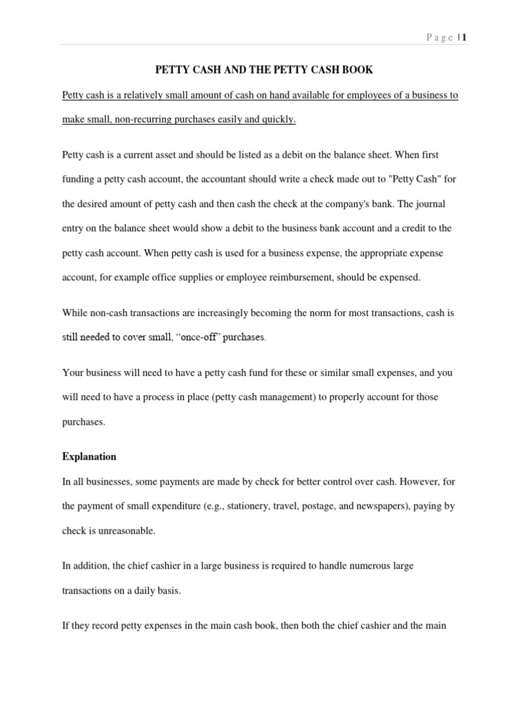 BOOKKEEPING-Petty Cash Book | PDF | Debits And Credits | Cheque