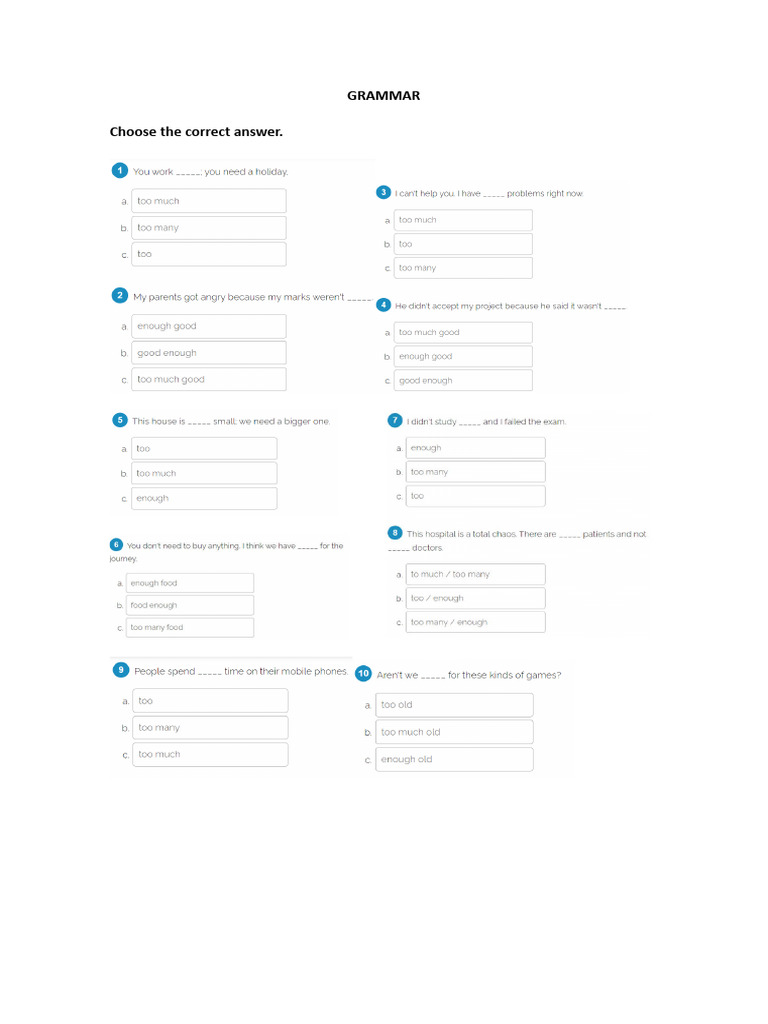 Too Much, Too Many, Enough | PDF