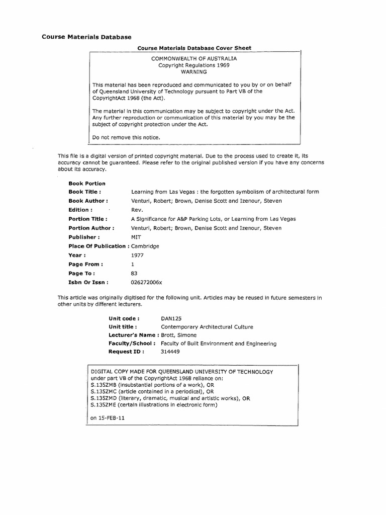 Robert Venturi, Denise Scott Brown and Steven Izenour - A Significance ...