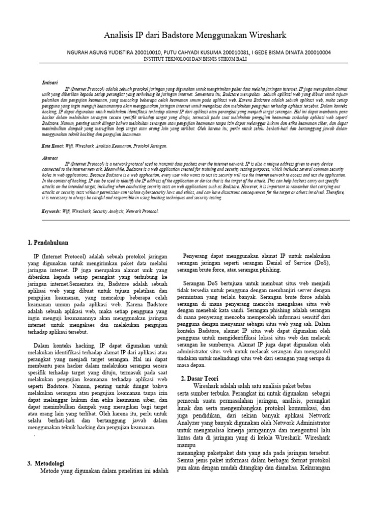 Analisis IP Dari Badstore Menggunakan Wireshark | PDF