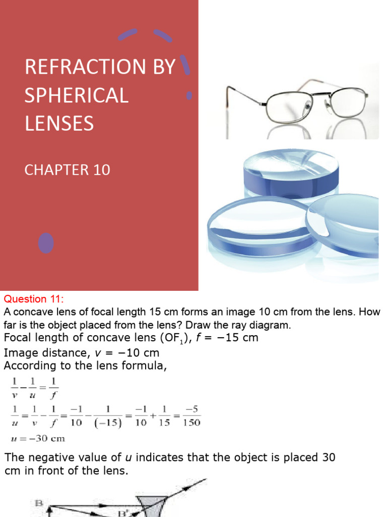 REFLECTION Refraction NUMERICALS 8 | PDF | Lenses | Glass Engineering ...