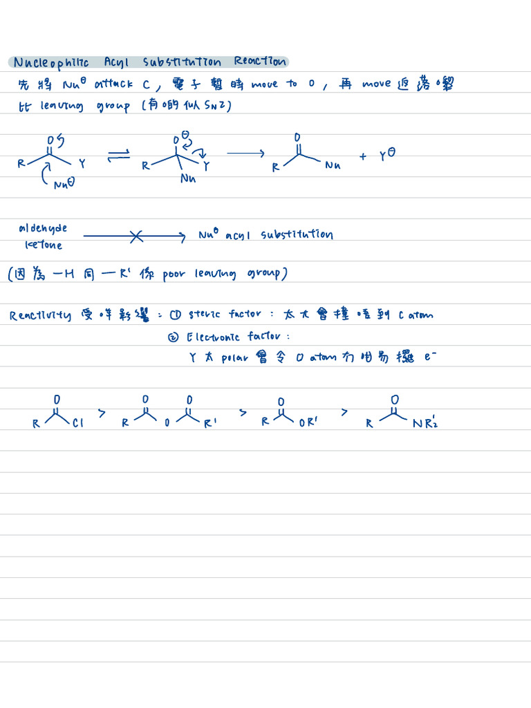 (Organic) Nucleophilic Acyl Substitution | PDF