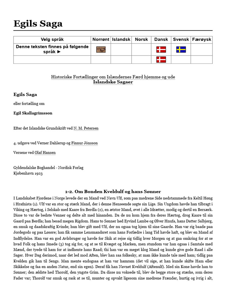 Egils Saga - Heimskringla - No | PDF