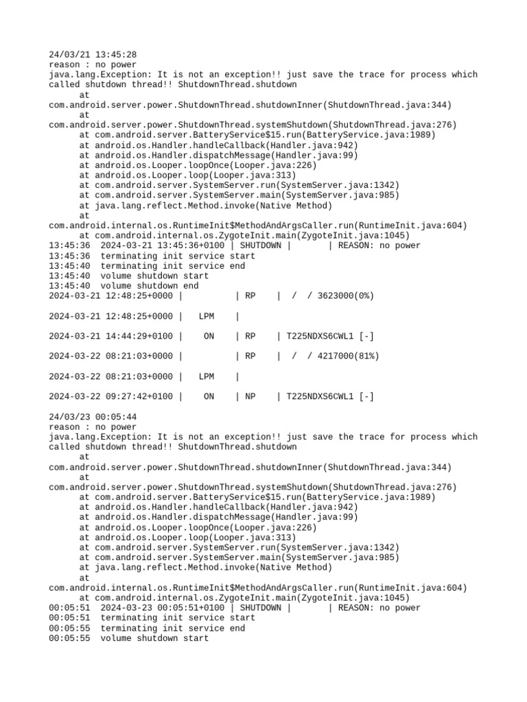 Power Off Reset Reason | PDF | Java (Programming Language) | Software Engineering