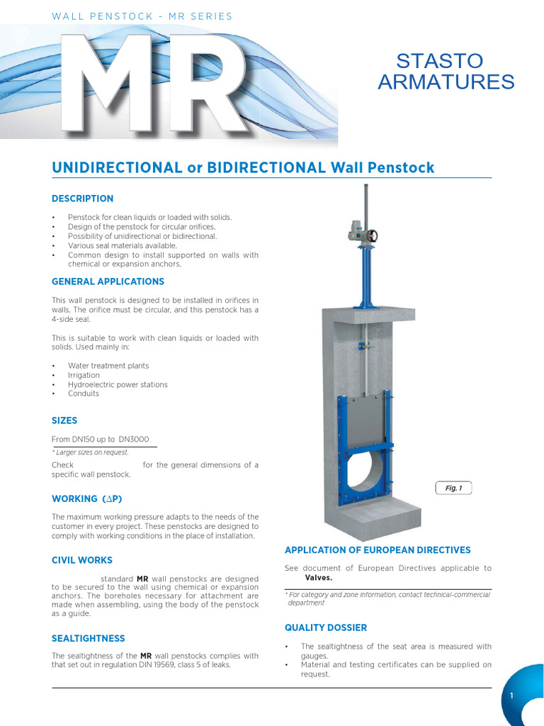 MR Series Wall Penstock Overview | PDF | Valve | Actuator