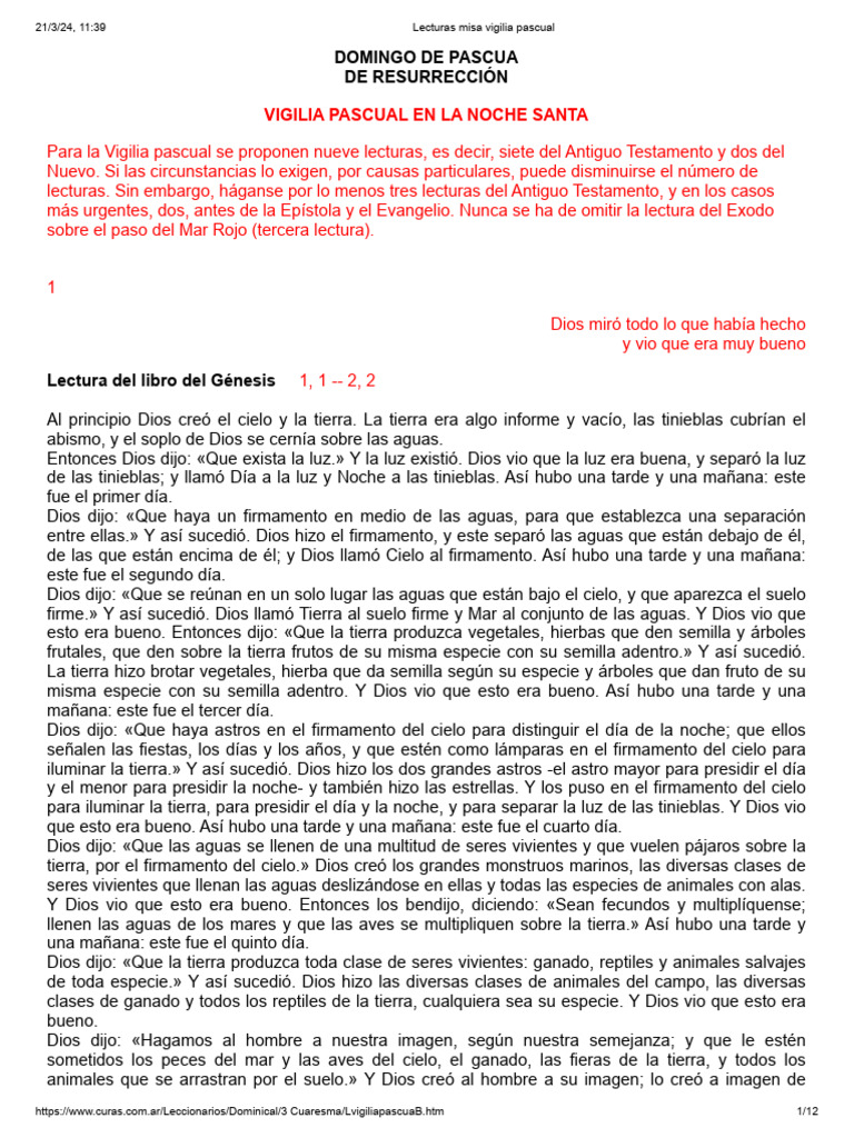 Lecturas Misa Vigilia Pascual | Descargar gratis PDF | Jesús | Abrahán