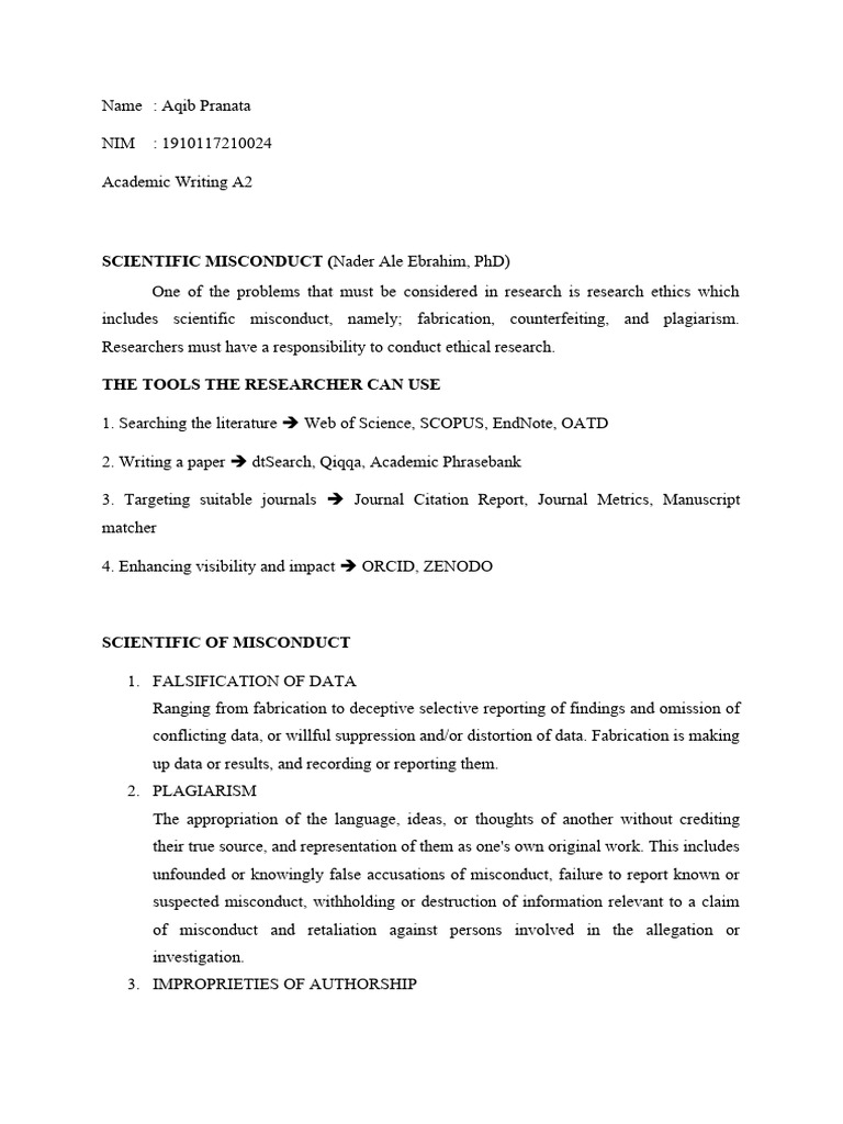 Aqib Pranata 1910117210024 Academic Writing Misconduct | PDF | Science & Mathematics