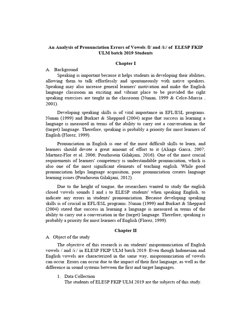 An Analysis of Pronunciation Errors of Vowels | PDF | English Language | English As A Second Or ...