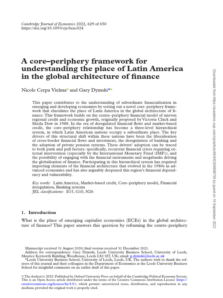 A Core-Periphery Framework | PDF | Banks | Business Cycle