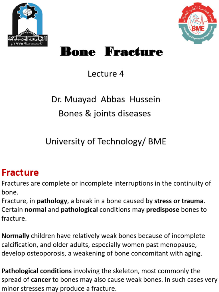 Lec. 4 Bone Fracture | PDF | Bone | Healing