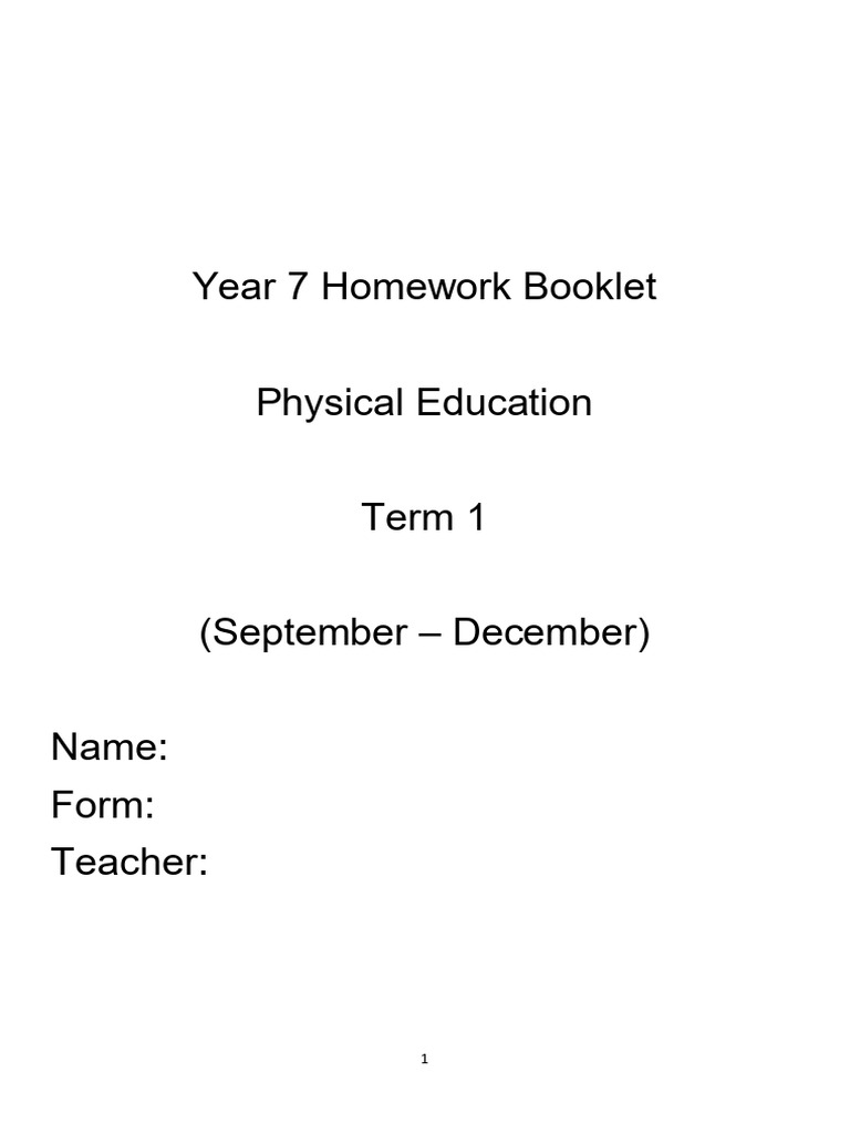 Year 7 PE Homework Booklet | PDF | Blood Vessel | Heart
