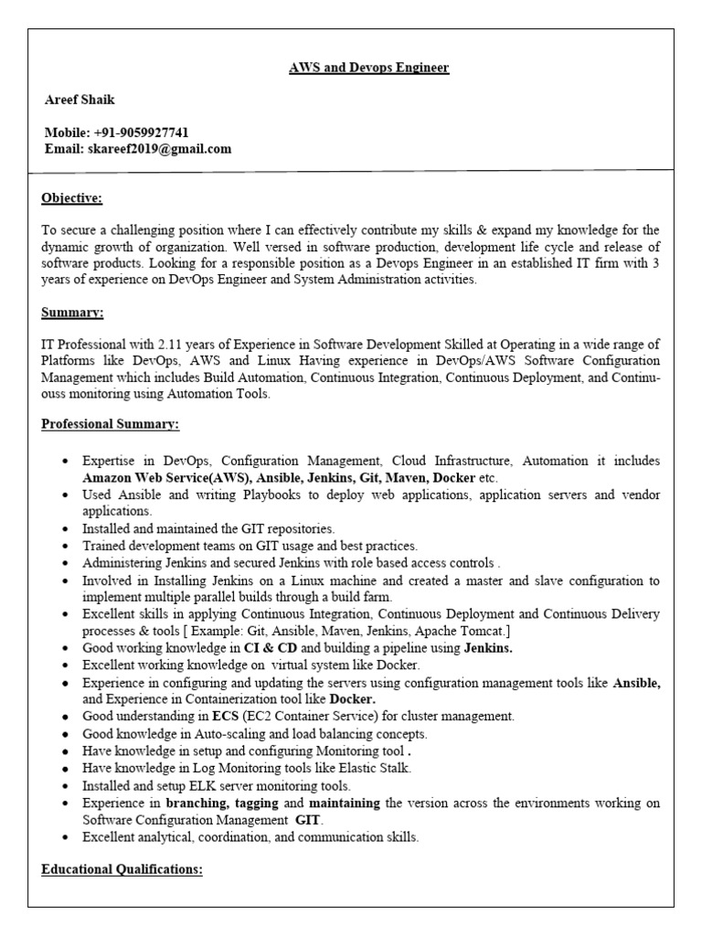 Areef Resume | PDF | Amazon Web Services | Cloud Computing