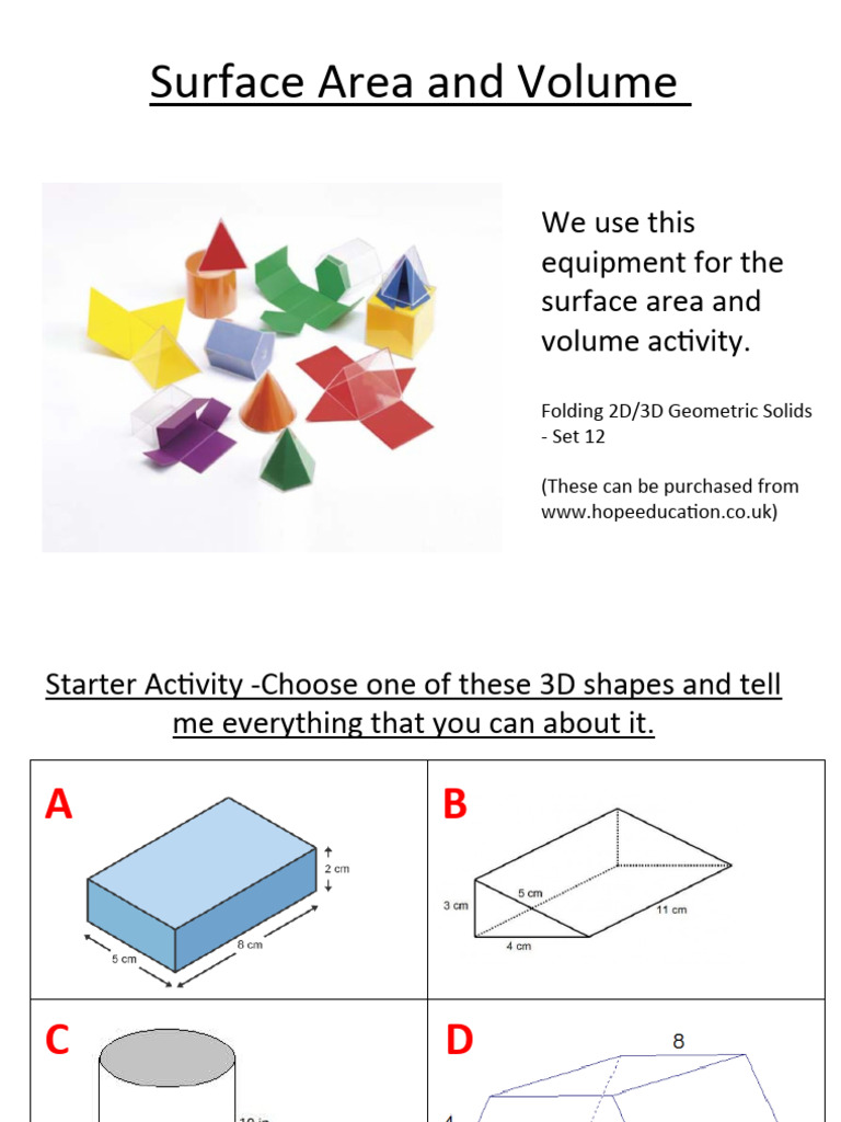 Surface Area and Volume Lesson | PDF