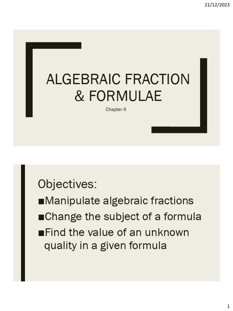 Algebraic fractions | PDF | Mathematical Concepts | Mathematics