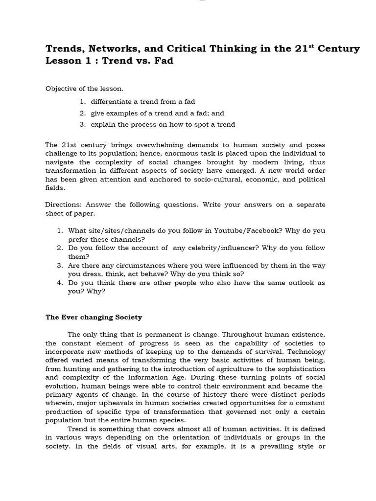 Trends vs. Fads: Key Differences Explained | PDF | Society | Social Media