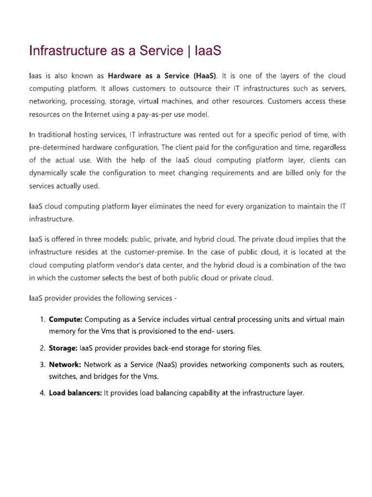 Infrastructure As A Service | PDF