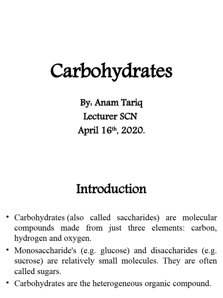 carbohydrates biochemistry lecture | PDF | Carbohydrates | Glucose