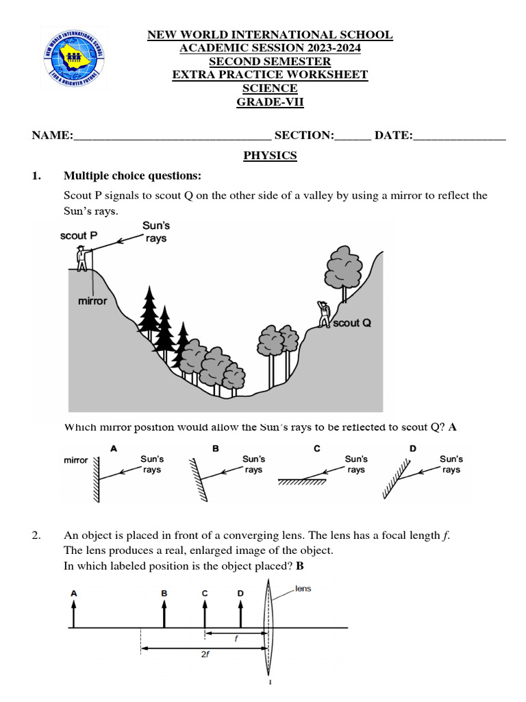 Grade 7 Revision 2 ND Term | Download Free PDF | Waves | Mirror