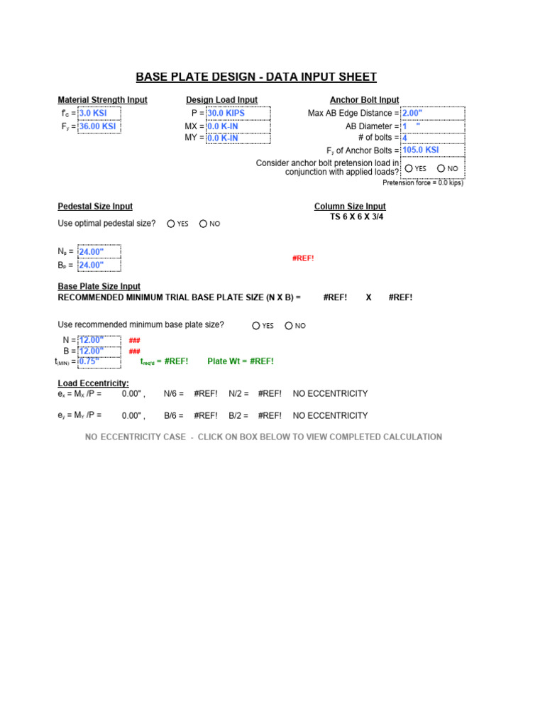 HSS Base Plate Design | PDF