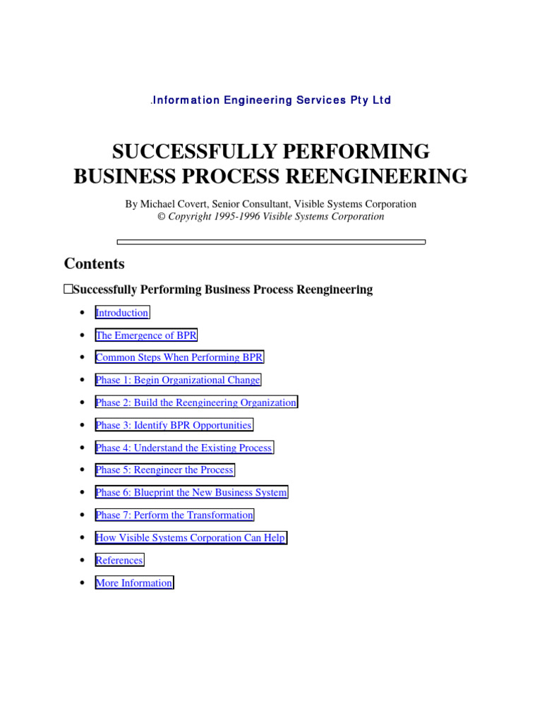 Successfully Performing Business Process Reengineering ( PDFDrive ) | PDF