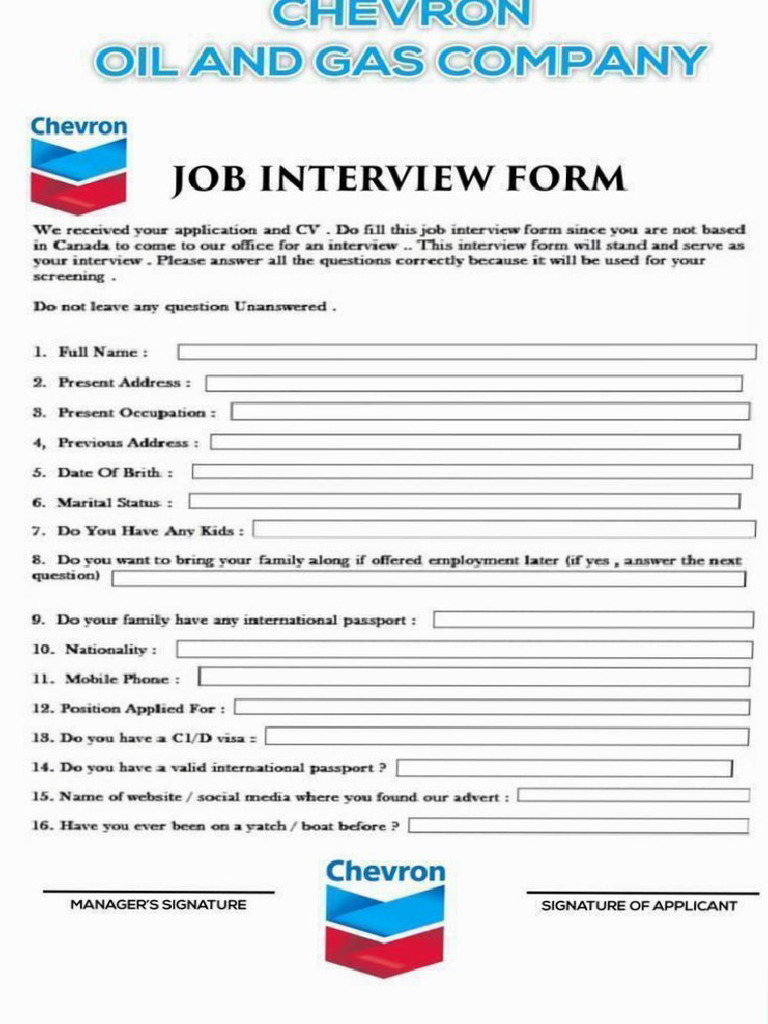 Job Interview form | PDF