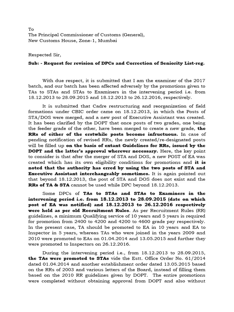 Review DPC Letter | PDF