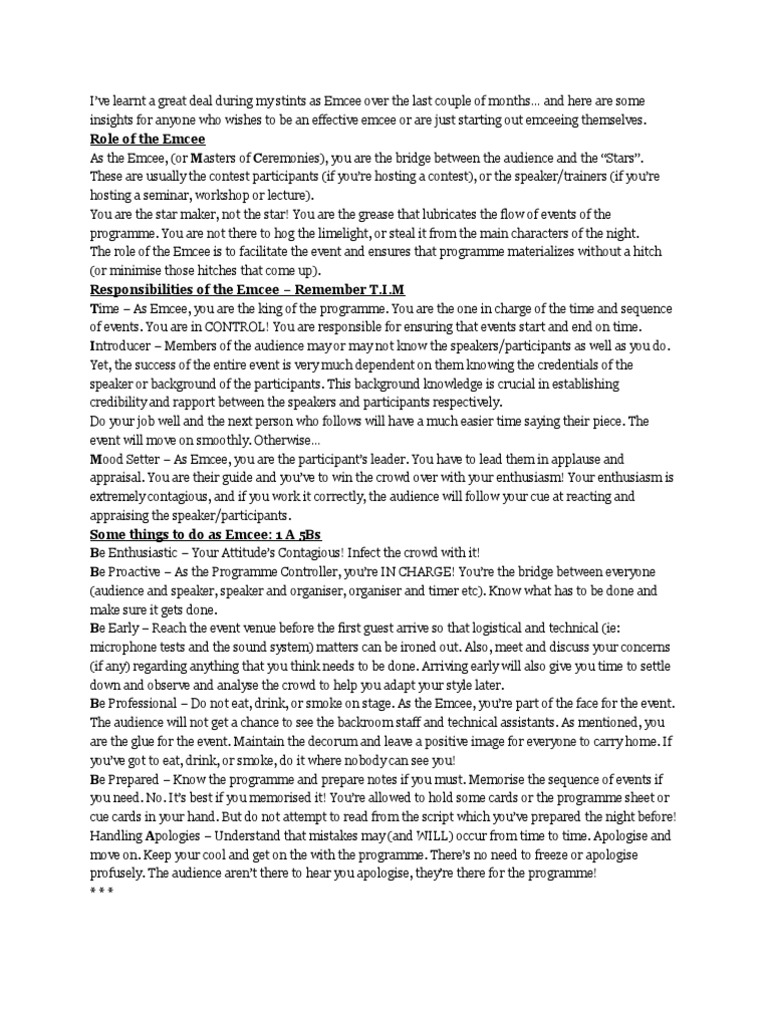 Emcee | PDF | Leisure
