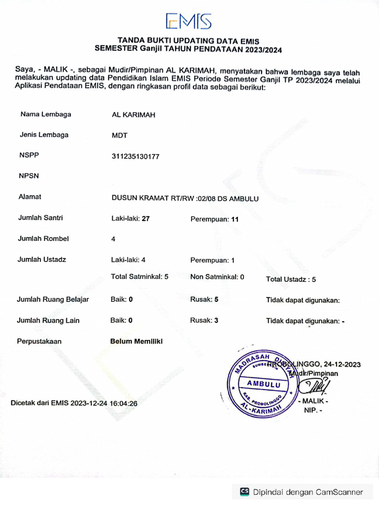 Bap Emis Al-Karimah Ula - 1 | PDF