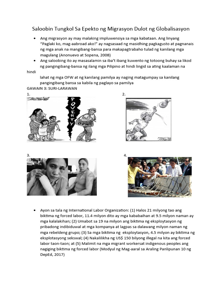 Saloobin Tungkol Sa Epekto NG Migrasyon Dulot NG Globalisasyon | PDF