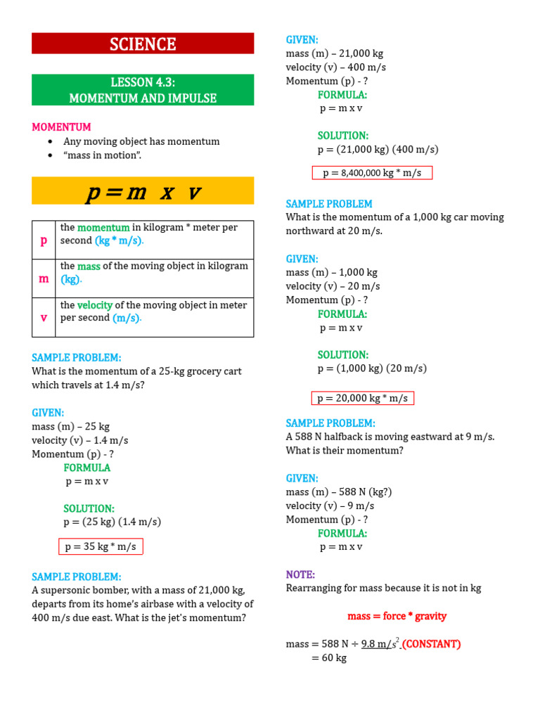 SCIENCE | PDF | Momentum | Mechanics