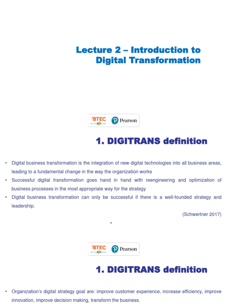 Lecture 2 - Introduction To Digital Transformation | PDF Lecture 2 - Introduction To Digital Transformation | PDF