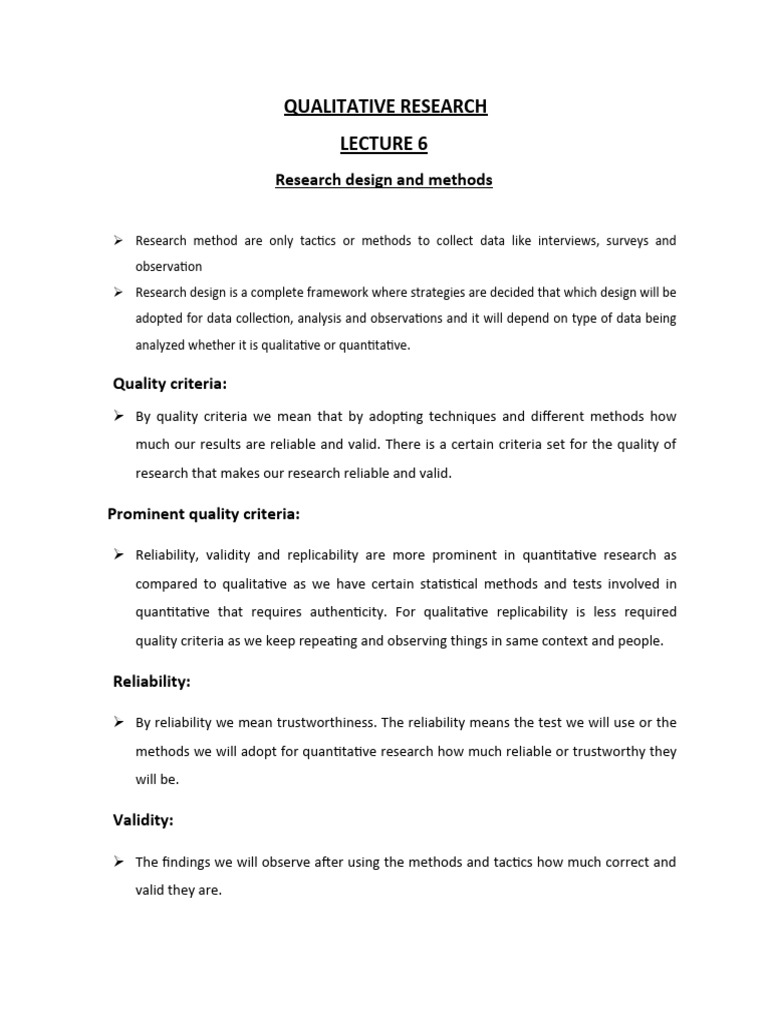 Research Lecture 6 | PDF | Validity (Statistics) | Quantitative Research