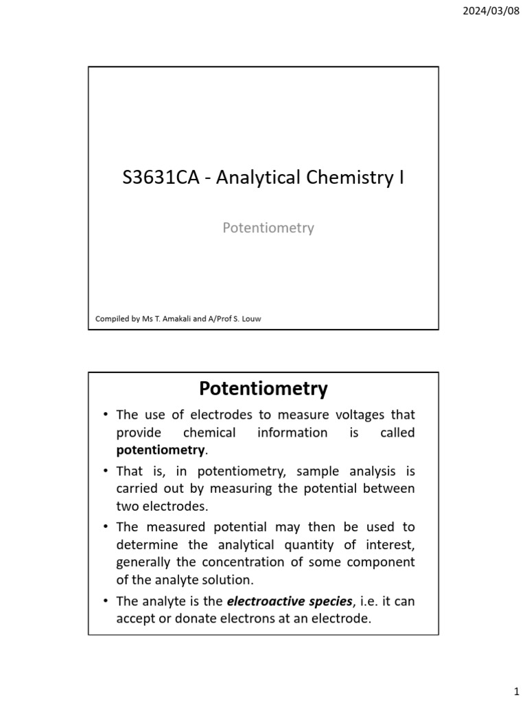 Potentiometry: Principles and Applications | PDF | Electricity | Materials