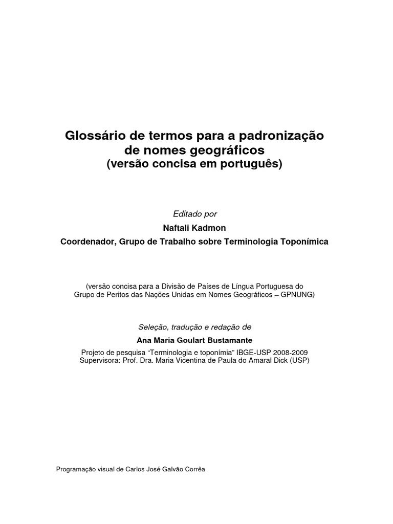 Glossário de Termos para A Padronização de Nomes Geográficos (Versão ...
