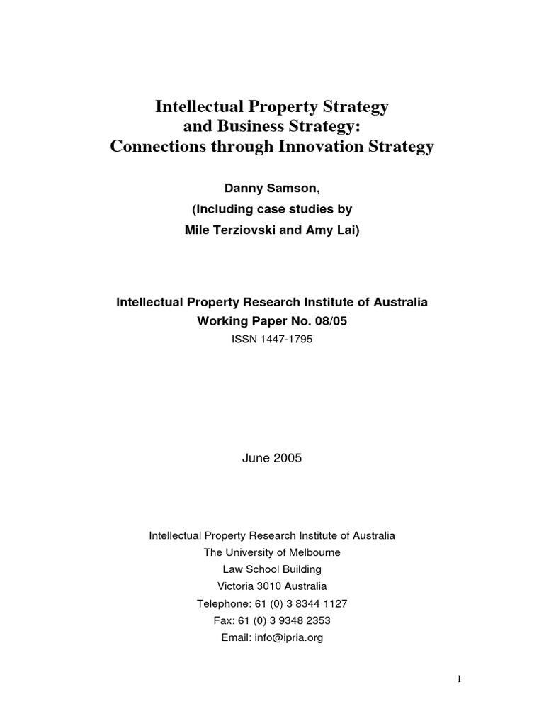 IP and Business Strategy Integration | PDF | Intellectual Property ...