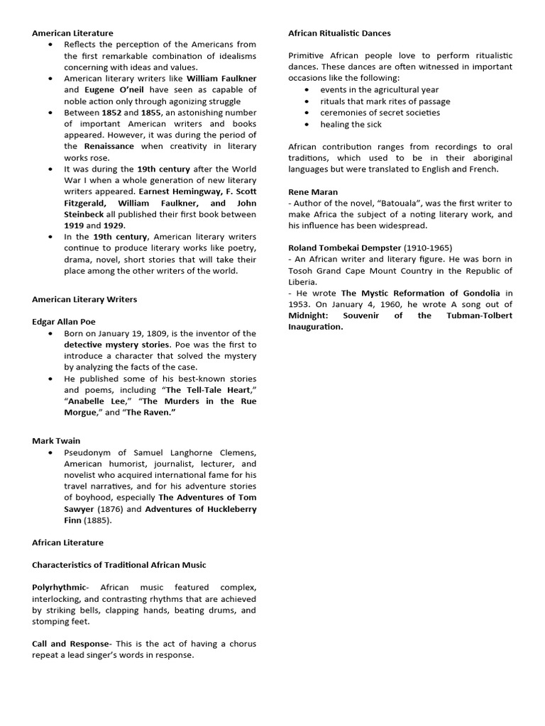 21st Century Lesson 8 Reviewer | PDF | Mark Twain | Rituals