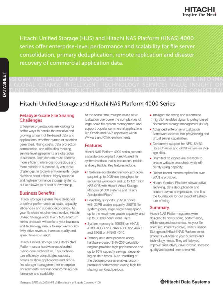 Hitachi NAS Platform 4000 Series Overview | PDF | Port (Computer ...
