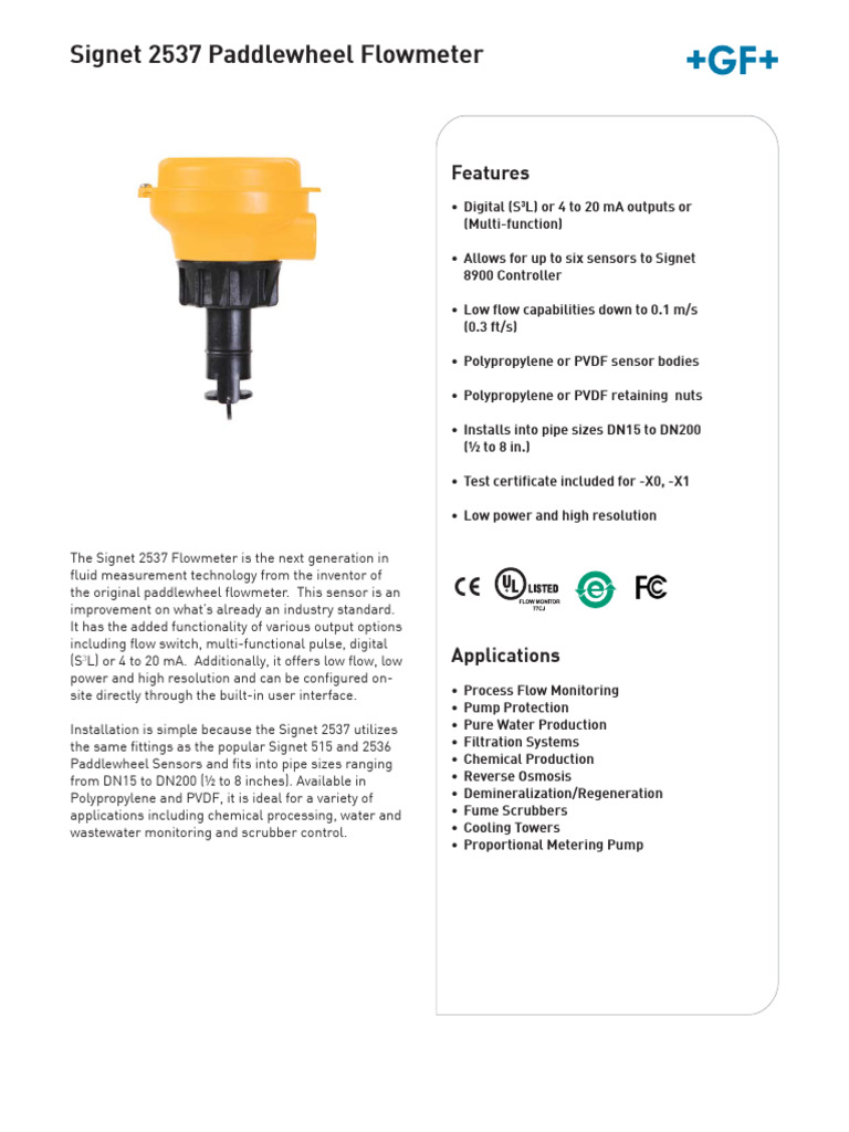 Datos Tecnicos Flujometro | PDF | Flow Measurement | Programmable Logic ...
