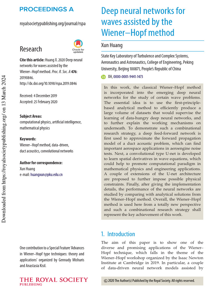 Huang 2020 Deep Neural Networks For Waves Assisted by The Wiener Hopf ...